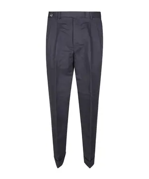PT TORINO Pleated Turn-up Trousers - Navy