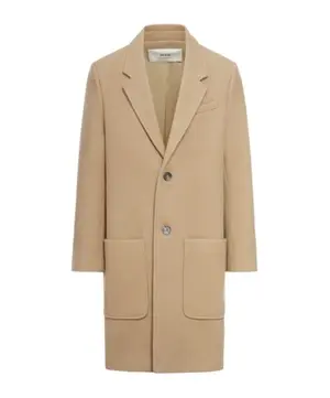 AMI Paris Virgin Wool Single-breasted Coat - Champagne