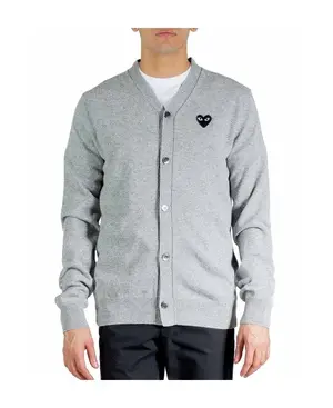 Play Comme Des Garcon Heart Decal Cardigan