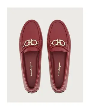FERRAGAMO Gancini Plaque Moccasins - Red