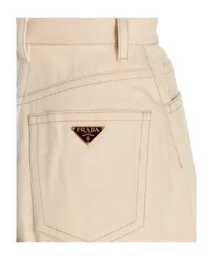 Prada Logo Denim Shorts