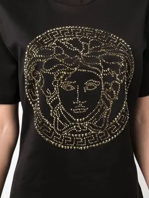 Versace Medusa Head Crystal Embellished Crewneck T-shirt