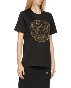 Versace Medusa Head Crystal Embellished Crewneck T-shirt