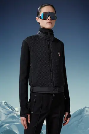 Moncler Wool Zip-up Cardigan - Black