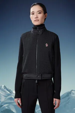 Moncler Wool Zip-up Cardigan - Black