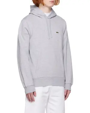 Lacoste Logo Embroidered Drawstring Hoodie - White