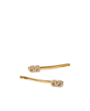 Valentino Garavani Vlogo Signature Hair Clips With Swarovski Crystals - Yellow