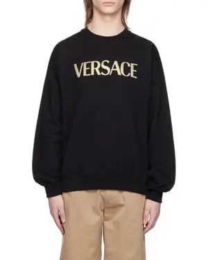 Versace Logo Embroidered Crewneck Sweatshirt