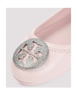 Tory Burch Minnie Logo Embellished Ballerina Flats - Pink