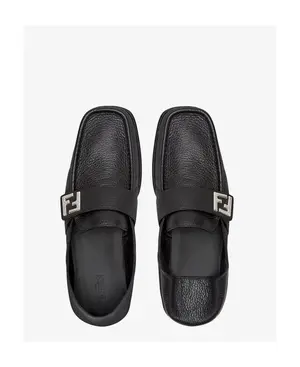 Fendi Leather Loafers With Palladium-plated Hardware - Black