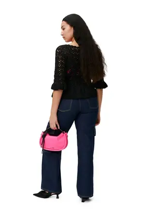 GANNI Crochet Half-sleeve Top