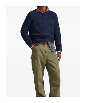Polo Ralph Lauren Logo Embroidered Crew Neck Jumper - Navy