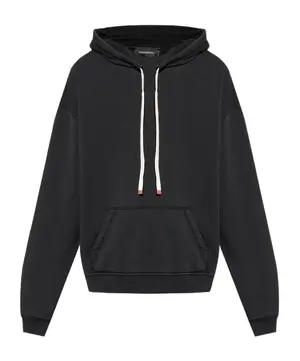 Dsquared2 Relaxed Fit Logo Drawstring Hoodie - Black