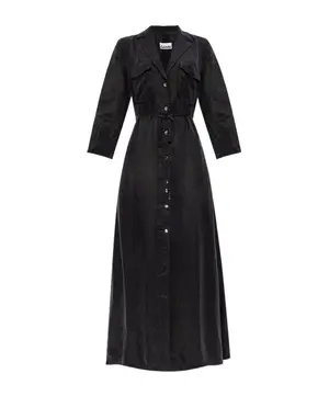 GANNI V-neck Maxi Dress With Flap Pockets