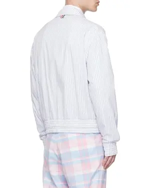 Thom Browne Striped Shirt Jacket With Drawstring Waistband