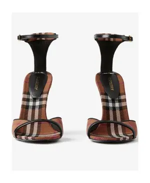 Burberry Ankle Strap Checkered Stiletto Sandals