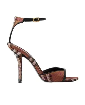 Burberry Ankle Strap Checkered Stiletto Sandals