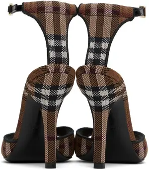 Burberry Ankle Strap Checkered Stiletto Sandals