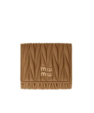 Miu Miu Logo-lettering Wallet - Camel
