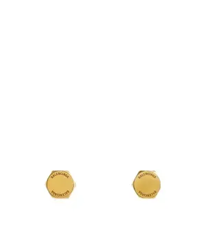 Balenciaga Garage Logo Engraved Earrings - Yellow