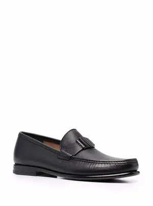 FERRAGAMO Logo Carved Loafers - Black