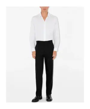 Burberry Oversized Cotton Trousers With Equestrian Knight Embroidery
