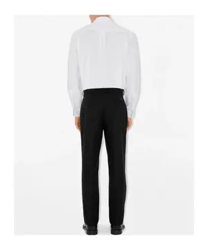 Burberry Oversized Cotton Trousers With Equestrian Knight Embroidery
