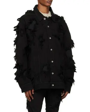 Rick Owens Layered Distressed Denim Jacket