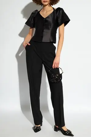 GANNI Halterneck Cropped Satin Blouse
