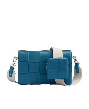 Bottega Veneta Cassette Leather Messenger Bag - Deep Ocean Blue/natural Color