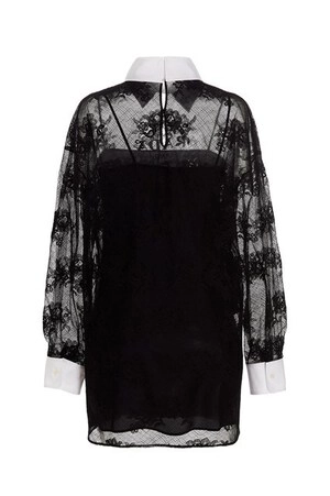 Prada Embroidered Lace And Poplin Mini Dress - Black