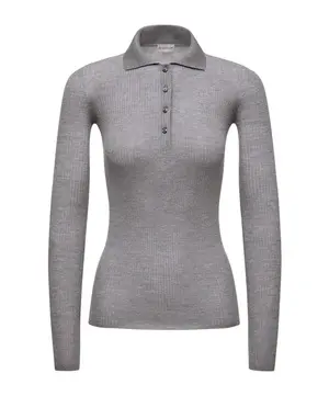 Moncler Ribbed Long-sleeve Polo Shirt