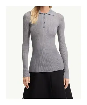 Moncler Ribbed Long-sleeve Polo Shirt