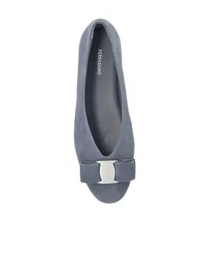 FERRAGAMO Suede Ballet Flats With Vara Bow