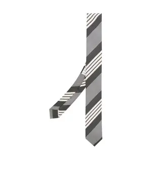 Thom Browne Striped Neck Tie - Gray