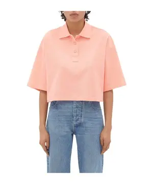 Bottega Veneta Cropped Cotton Piquet Polo - Multicolor