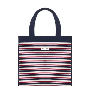 Marni Logo Patch Striped Tote Bag