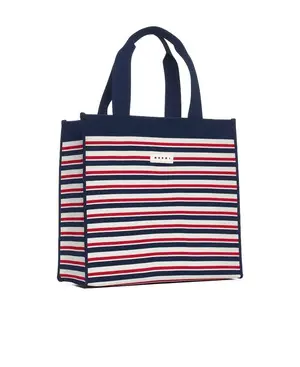 Marni Logo Patch Striped Tote Bag