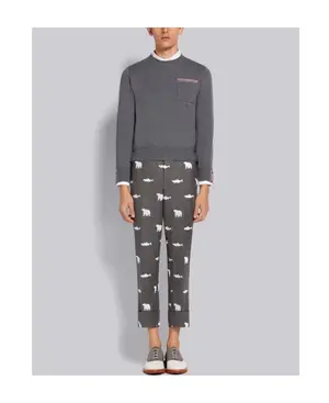 Thom Browne Striped Inlaid Round Neck Sweater