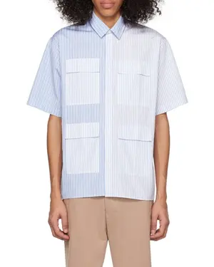 Maison Kitsuné Colour-block Striped Shirt