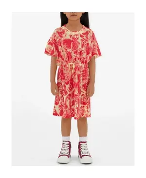 Burberry Floral Print Drawstring Waist Dress