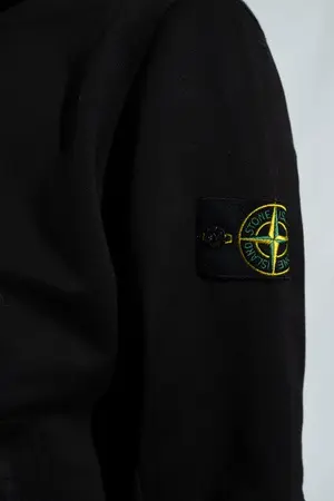 Stone Island Compass Badge Ripstop Detailed Hoodie - Black