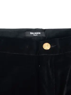 Balmain Gold-button Velvet Trousers