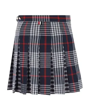 Thom Browne Checked Pleated Asymmetrical Mini Skirt
