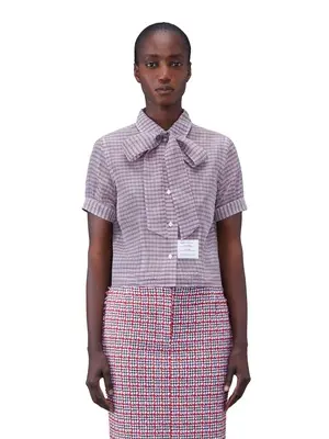 Thom Browne Checked Blouse With Bow Detail