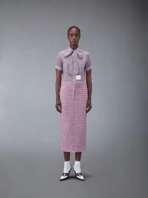 Thom Browne Checked Blouse With Bow Detail