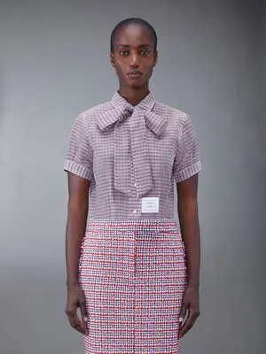 Thom Browne Checked Blouse With Bow Detail