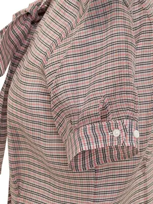 Thom Browne Checked Blouse With Bow Detail