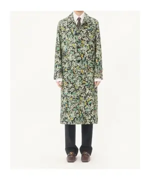 Valentino Garavani Single-breasted Cotton Drill Coat With Papier Floral Print