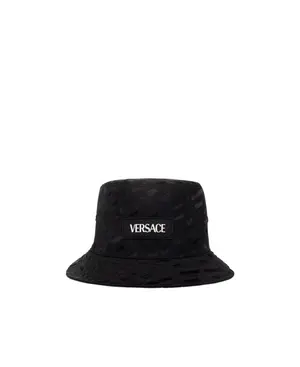 Versace La Greca Pattern Bucket Hat - Black